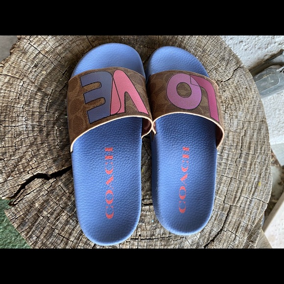 Coach | Shoes | Coach The Udele Logo Print Sport Slides | Poshmark